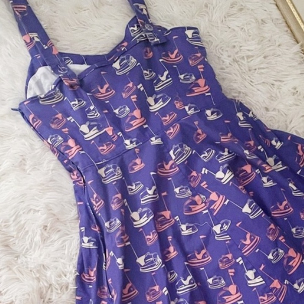 Rare Modcloth Bea And Dot Bumper Cars Novelty Dress 4x - Gem